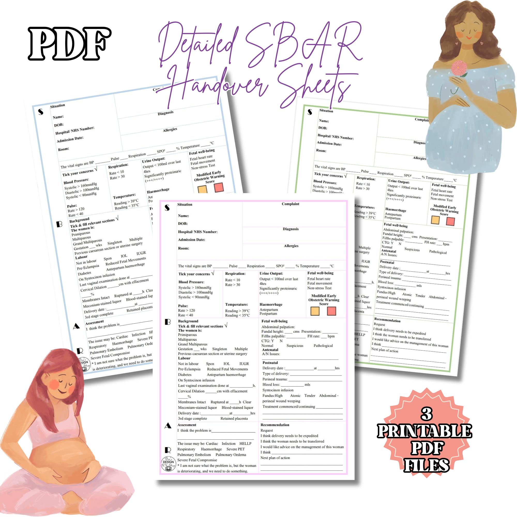 MATERNITY SBAR HANDOVER Sheets, Midwifery Student Learning, Efficient Communication Tools ...
