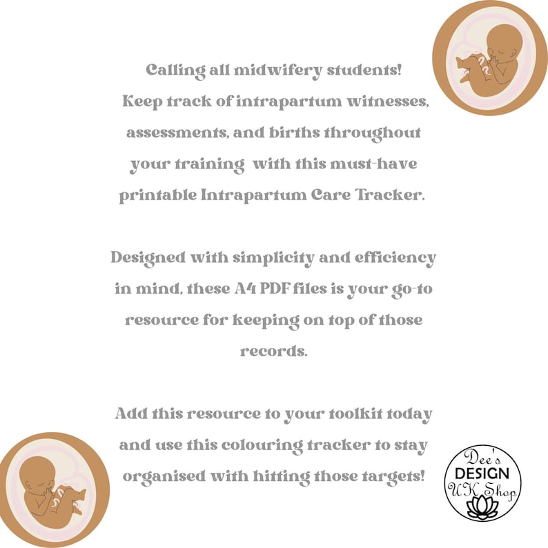 PRINTABLE INTRAPARTUM CARE Tracker, Emora Log Tool, A4, Midwifery ...