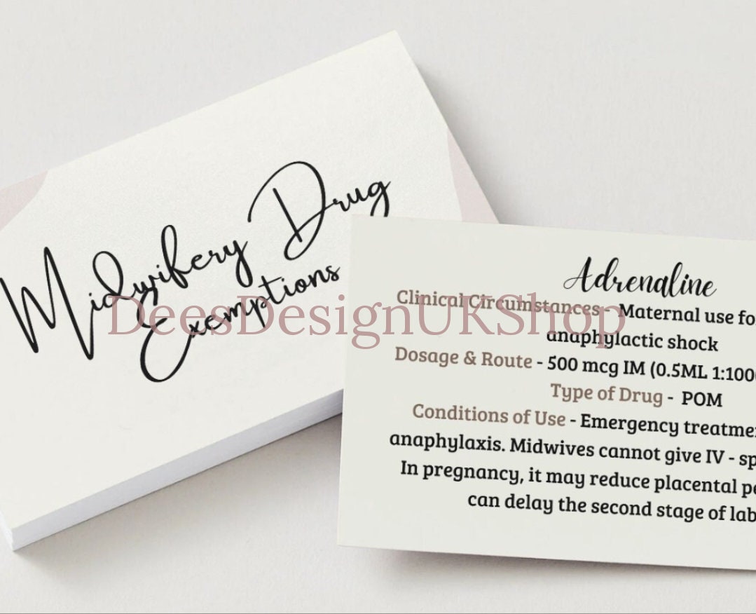 MIDWIFERY DRUG EXEMPTIONS Pocket Cards Guides Midwifery - Etsy UK