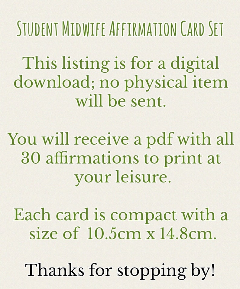 30 MIDWIFERY AFFIRMATION CARDS Student Midwife Boho - Etsy