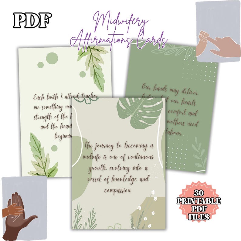 30 MIDWIFERY AFFIRMATION CARDS, Student Midwife Boho Affirmations for ...