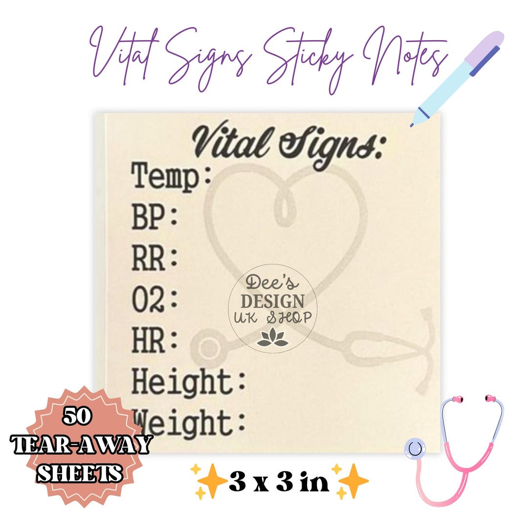 Vital Signs Sticky Note Pad – Nurse Medical Student Stationery - Etsy