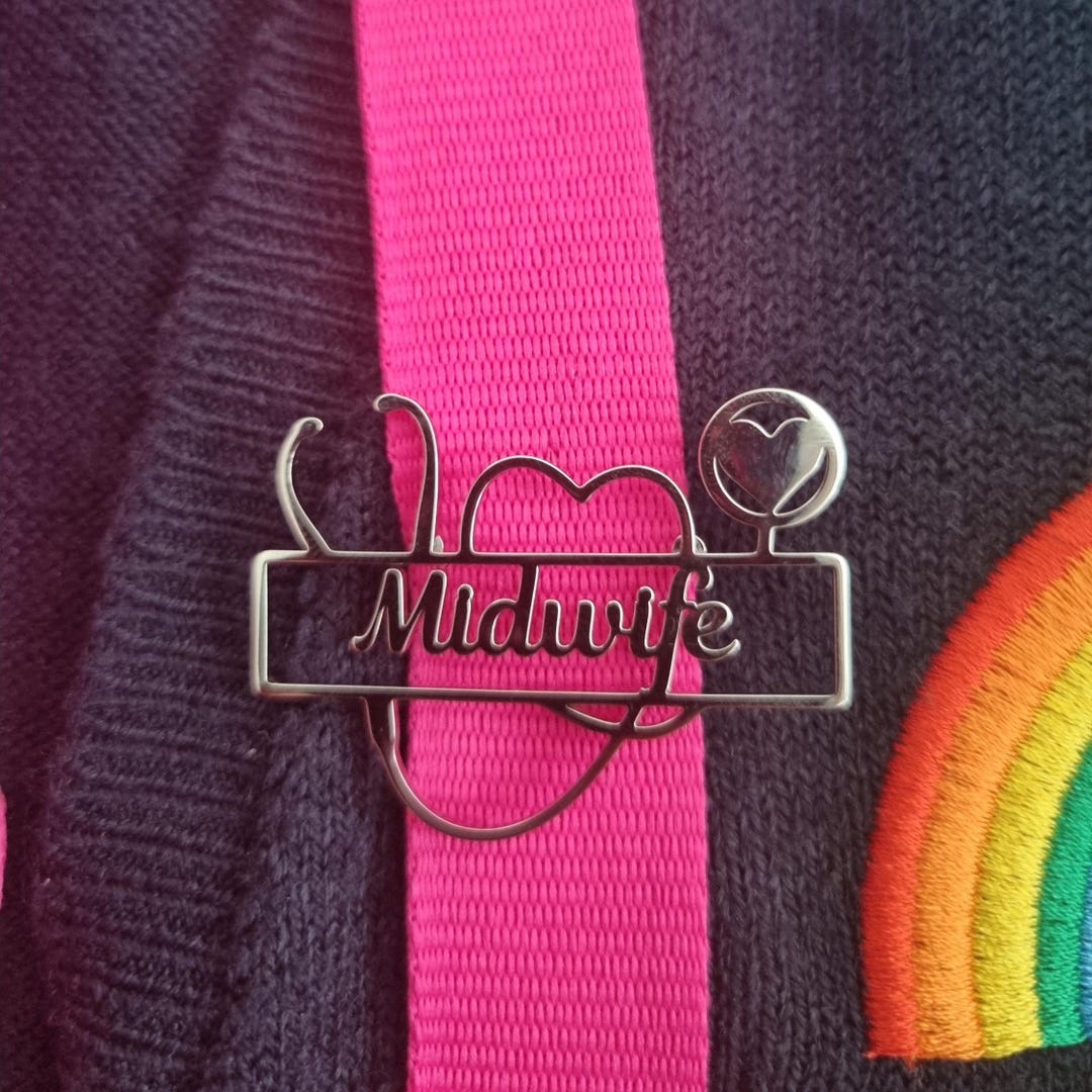 Heart Stethoscope Midwife Pin: Silver Healthcare Brooch, Midwifery Gift ...