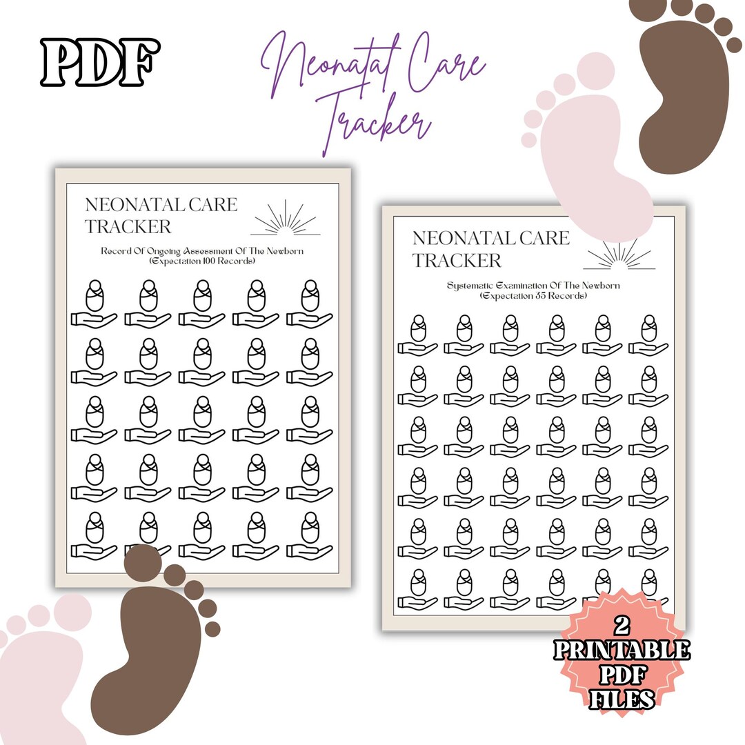 PRINTABLE NEONATAL CARE Tracker, Emora Log Tool, A4, Midwifery Student ...