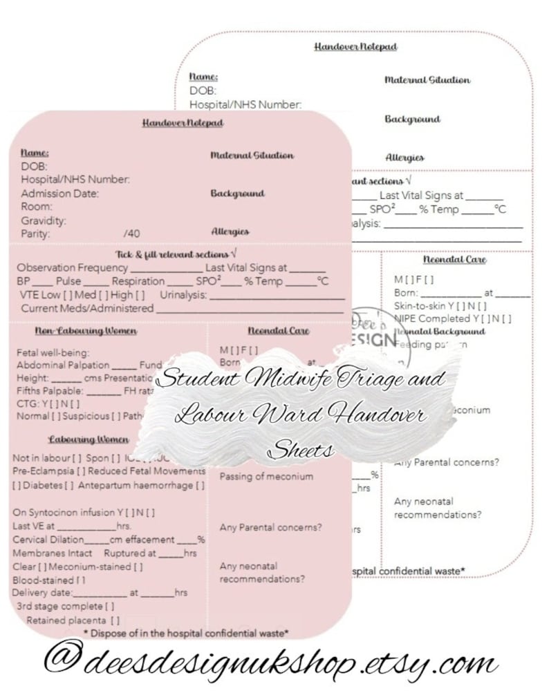 LABOUR HANDOVER SHEETS Digital Midwifery Triage and Labour Ward ...