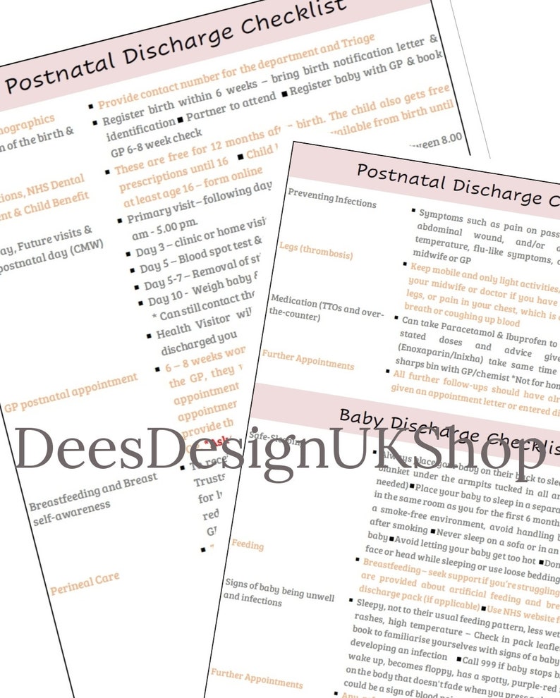 POSTNATAL DISCHARGE GUIDE, Checklist for Student Midwives, Digital ...