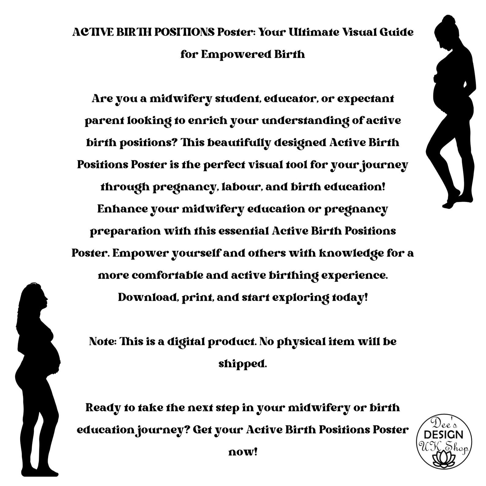 Active Birth Positions Poster: Midwifery Education Visual Aid (digital ...