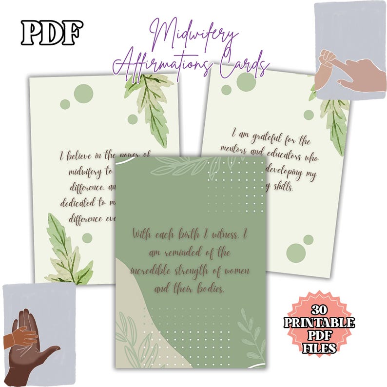 30 MIDWIFERY AFFIRMATION CARDS, Student Midwife Boho Affirmations for ...