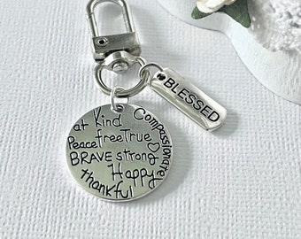 Positive Keyring Hand Lettered, Typographic Keyring, Inspirational ...
