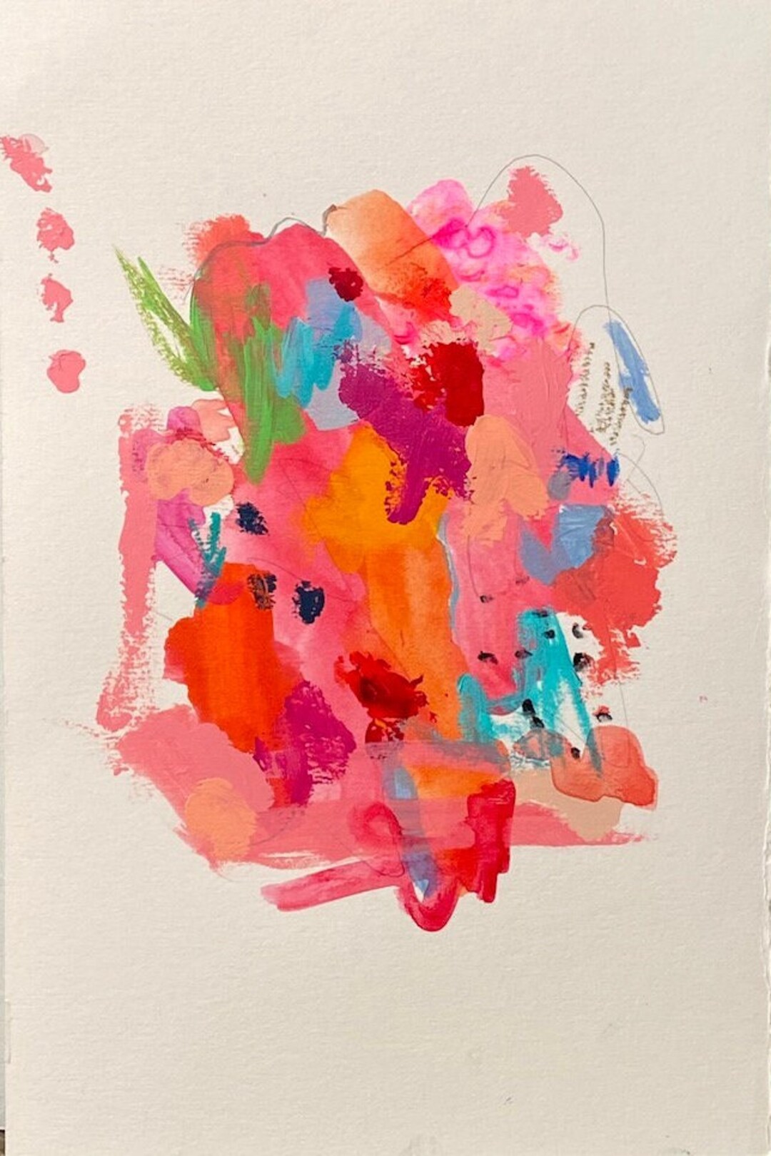 Original Hand-painted Abstract on Paper, 9x6, Colorful Unique Artwok - Etsy
