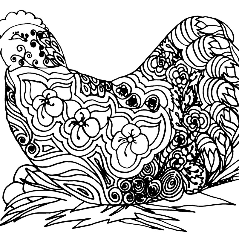 Zentangle Chicken - Etsy