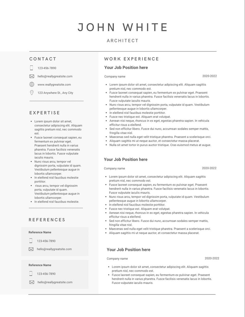 Professional Resume Download, Instant Download, Job Resume, Resume ...