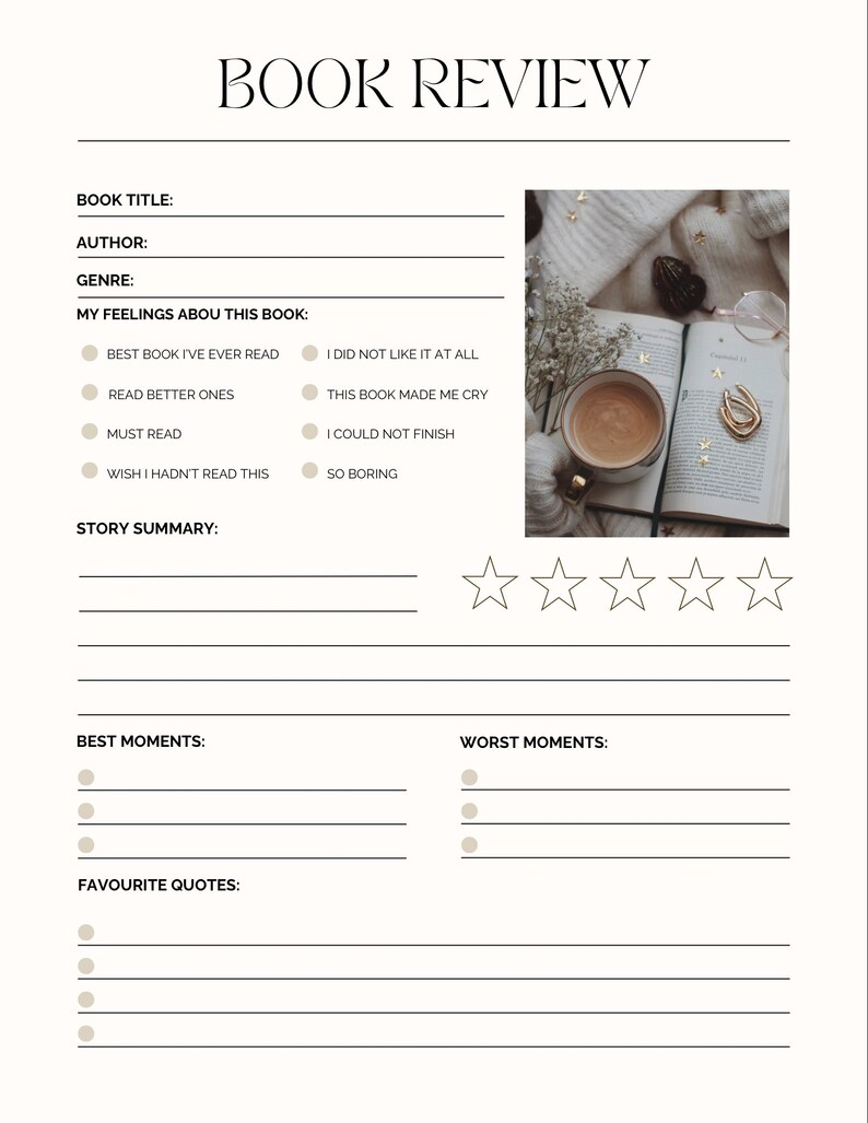 Book Review Download, Instant Download, Printable, Book Lover Printable ...