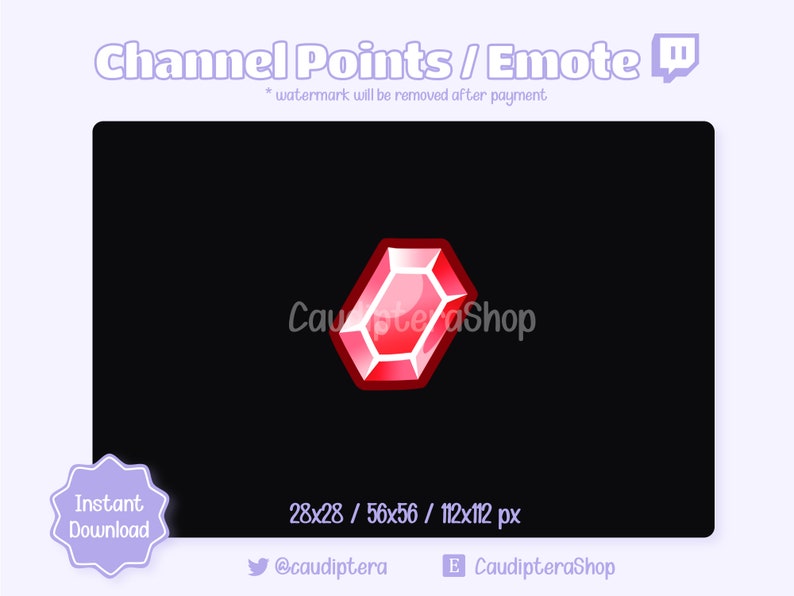 Channel Point / Emote Twitch Ruby Red Discord Red BOTW Diamond Kawaii ...