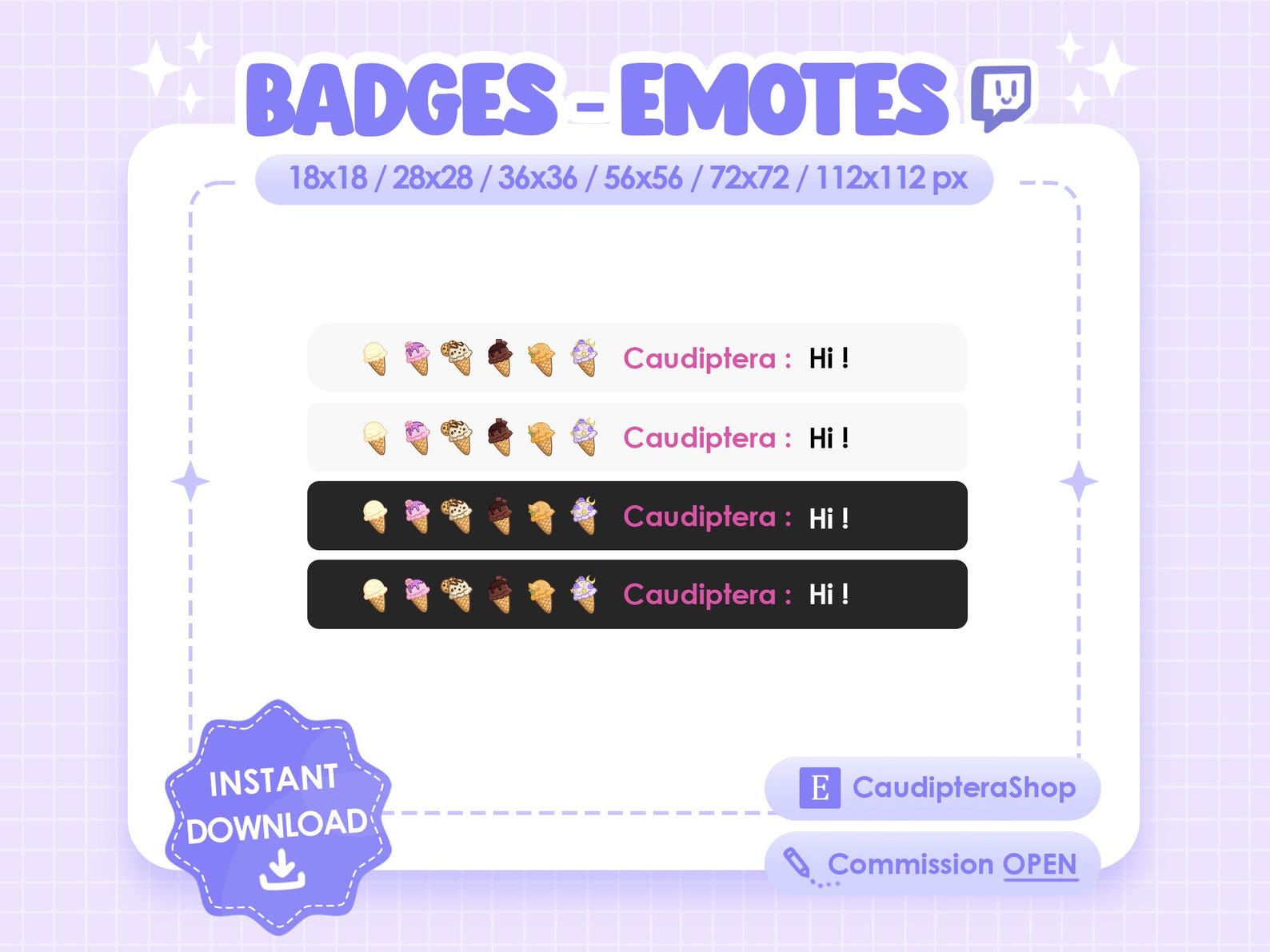 3 X Badges / Emotes Twitch Ice Cream 3 - Discord - Stream - Ice Cream ...