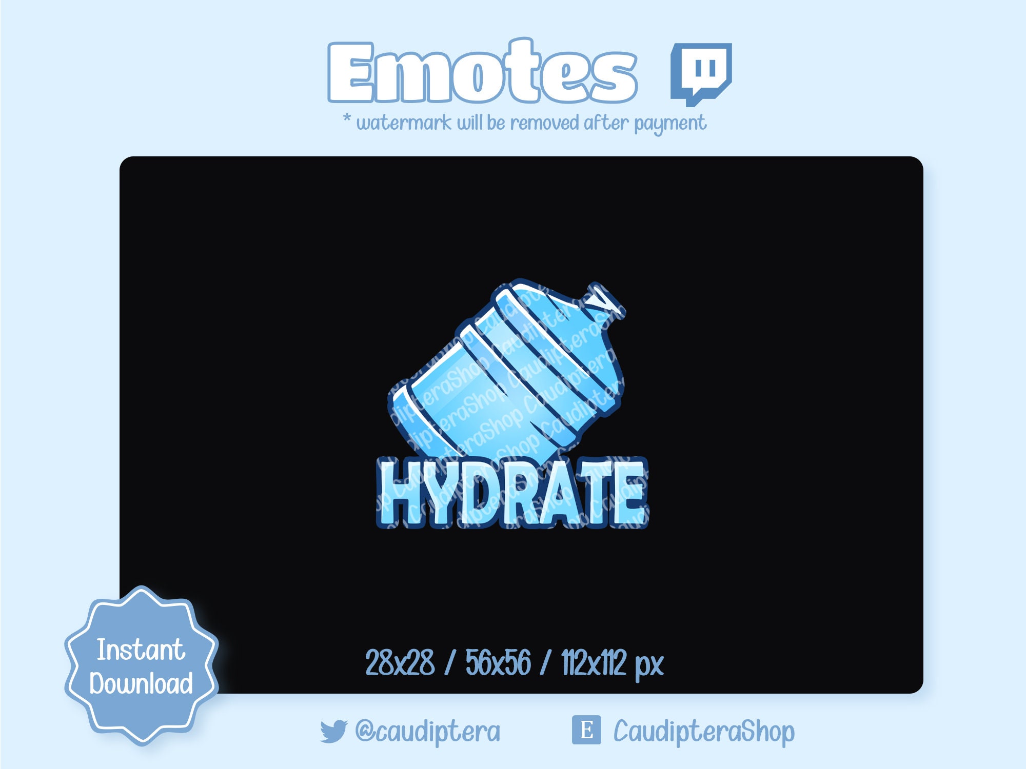 Emote Twitch Discord Hydrate Water Canister Water Drink Stream Streamer ...