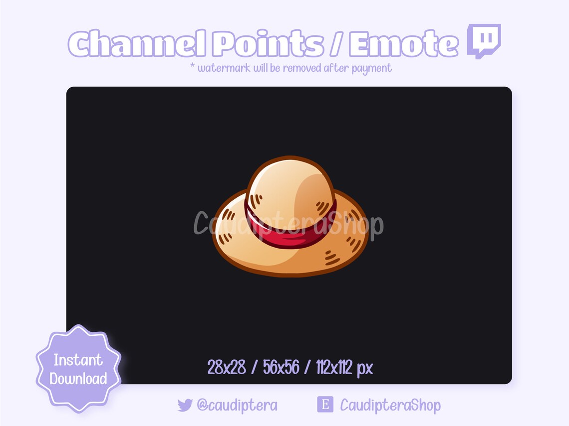 Channel Point / Emote Twitch Straw Hat Pirate Discord - Etsy