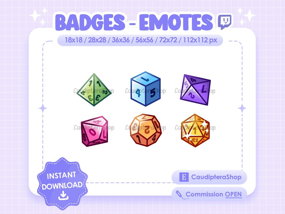 6 X RPG Dice Badges for Twitch Streamers - Discord - Youtube - Dice ...