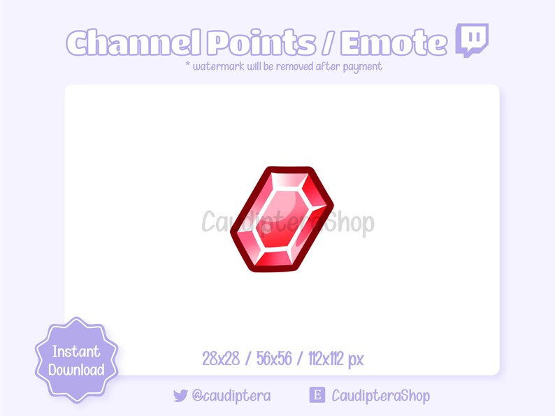 Channel Point / Emote Twitch Ruby Red Discord Red BOTW Diamond Kawaii ...