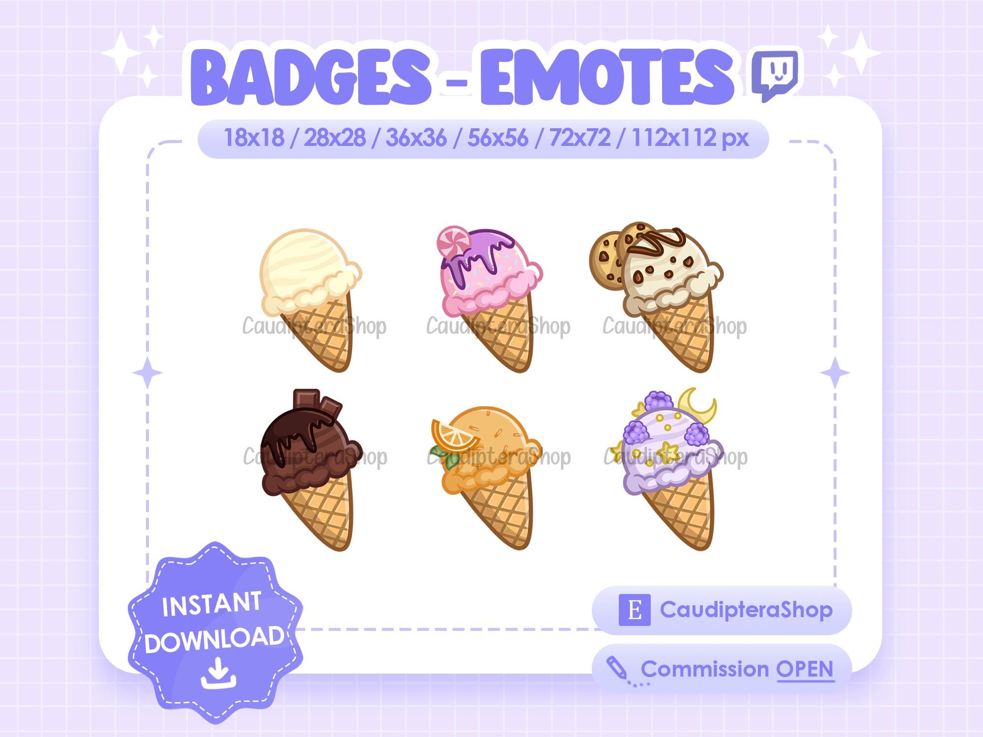 3 X Badges / Emotes Twitch Ice Cream 3 - Discord - Stream - Ice Cream ...
