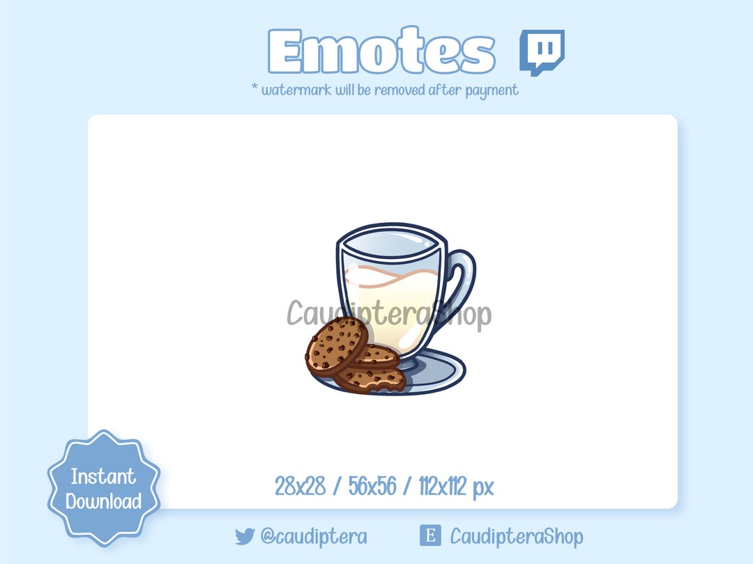 Emote Twitch Cup of Milk & Cookies Discord Stream Streamer Kawaii ...