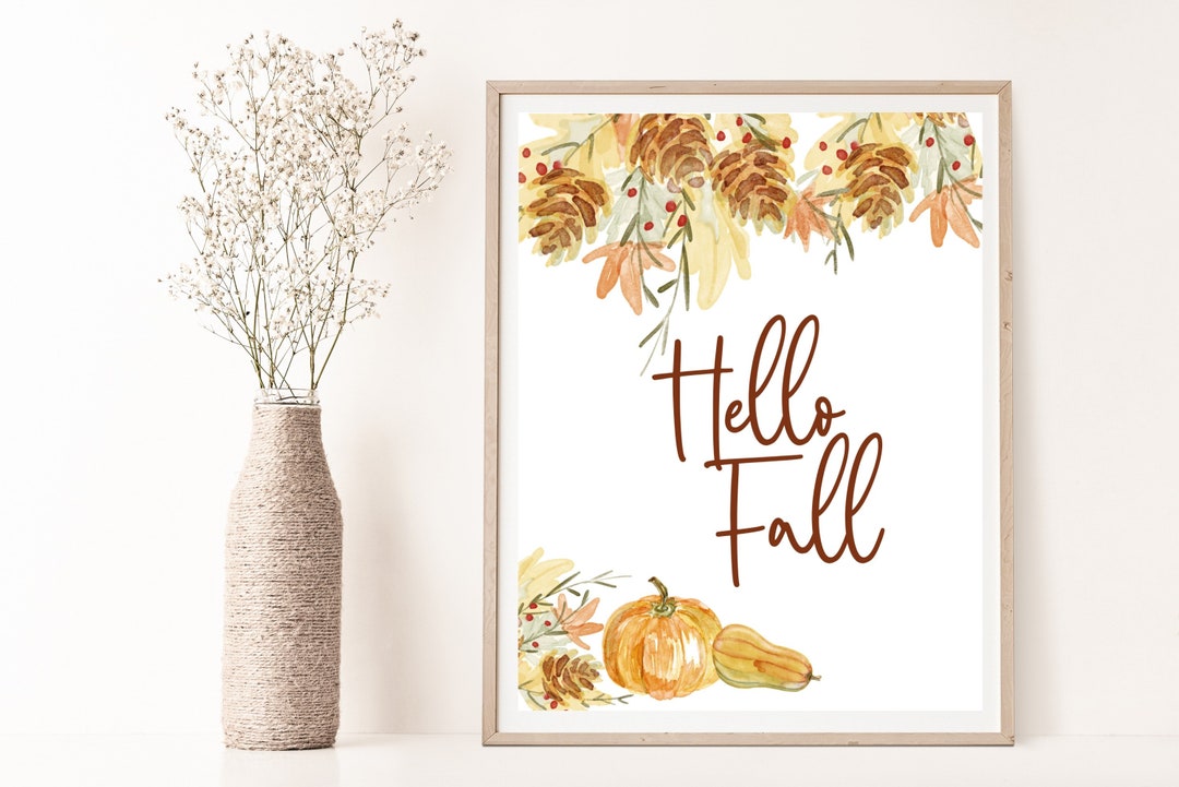 Hello Fall Printable Art | Modern Art | Printable Quotes | Autumn Decor ...