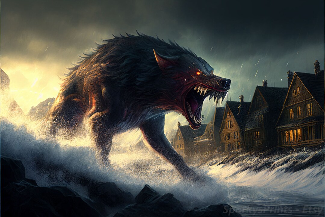 Christmas Gift, AI Art, AI Generated Art, Wall Art, Home Decor, Fenrir ...