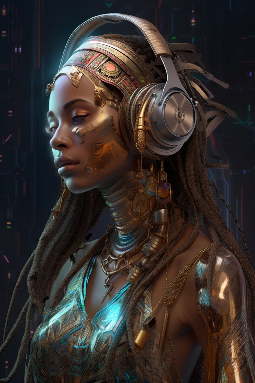 Audiophile Art Print Girl With Headphones Wall Art - Etsy