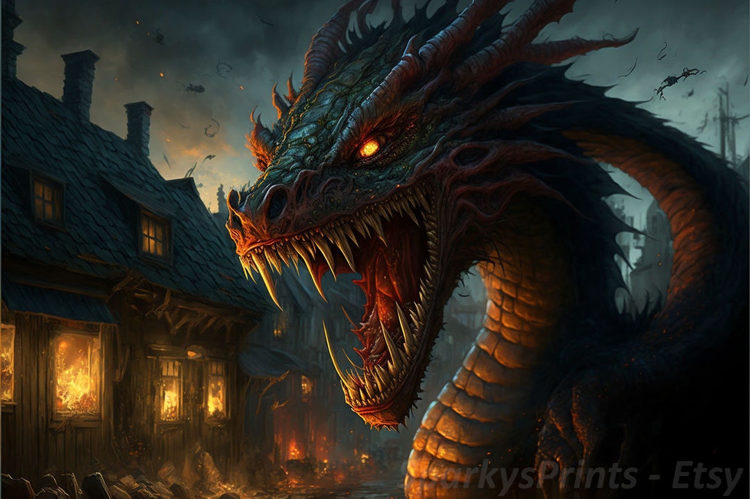 Wall Art, AI Art Print, Fantasy Basilisk Print Fantasy, Picture Print ...