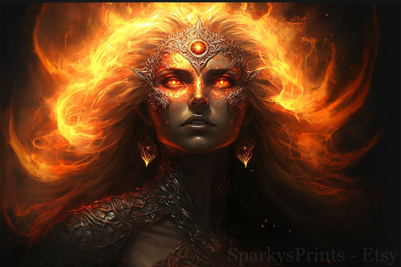 Wall Art, AI Art Print, Sol, Goddess of the Sun, Norse Mythology, Sol ...