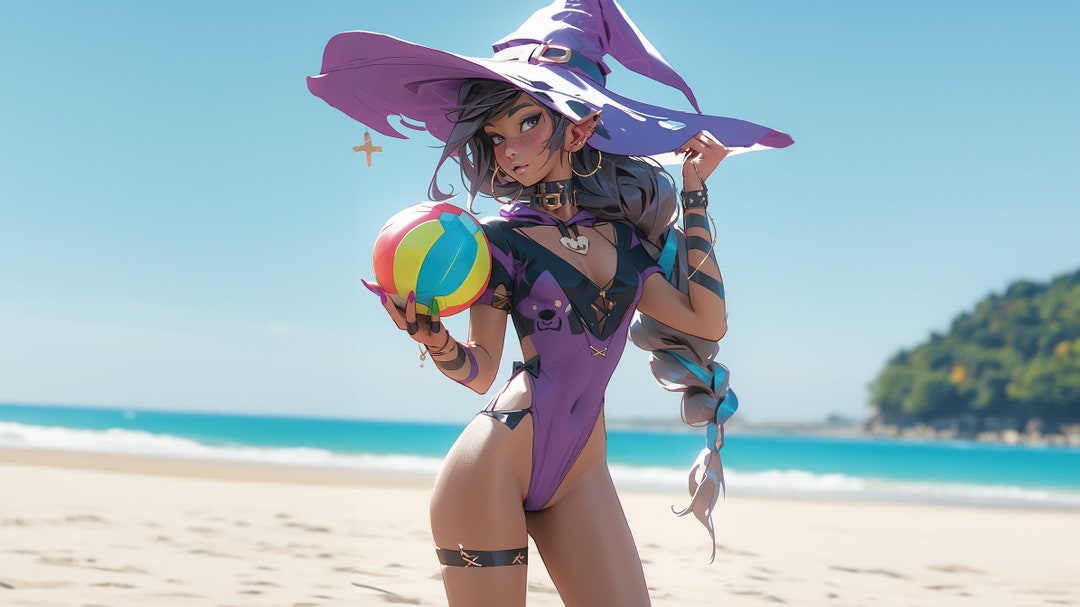 Wall Art, AI Art, Magical Beach, Sorceress Witch, Female Sorceress Print, Fantasy Witch, Home ...