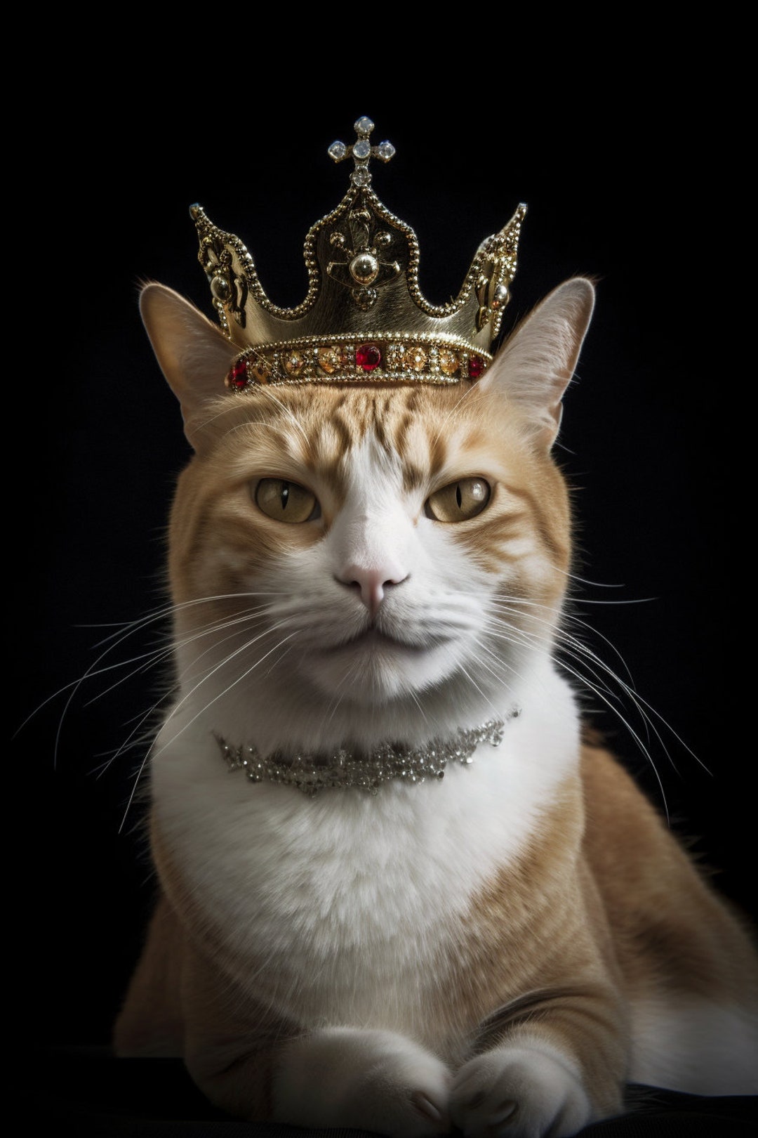 Wall Art, Royal Cat, AI Art, Cute Cat Print, Print, Queen Cat Print ...