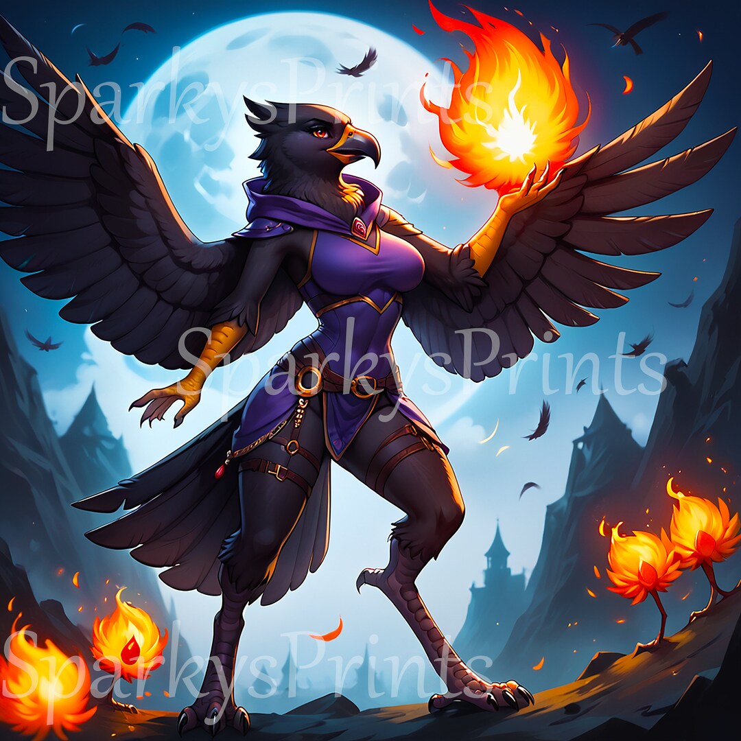EXCLUSIVE X1, Adopt a Character: Raven Pyromancer, Anthro OC, Art ...