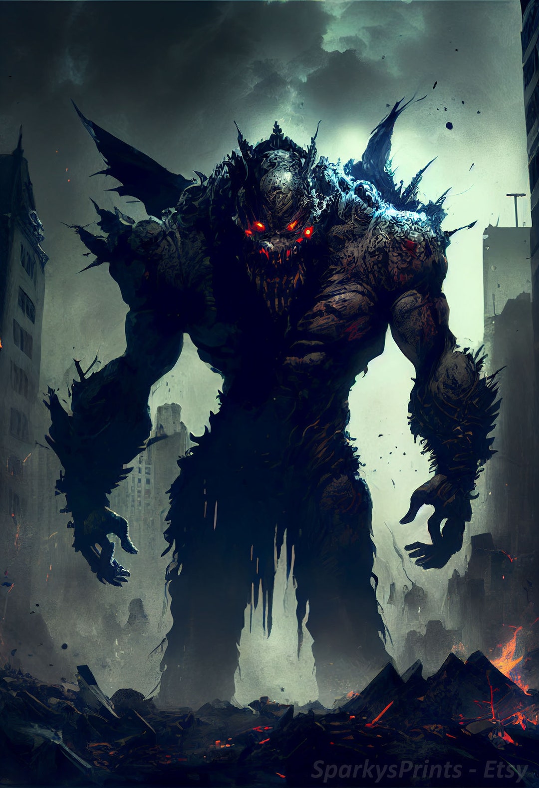 Wall Art AI Art Print AI Art Demon Behemoth Print Fantasy - Etsy