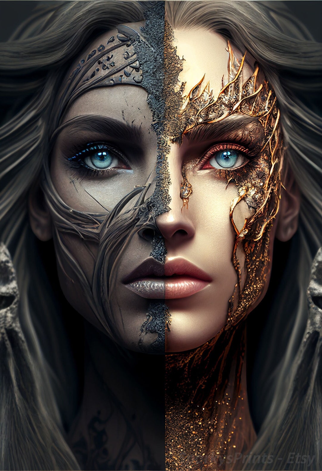 Wall Art, AI Art Print, Hel, Goddess of the Underworld Print, Norse ...