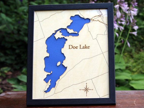 Custom Wooden Lake Map Framed Personalized House Décor Wall | Etsy