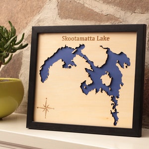 Custom Wooden Lake Map Framed Personalized House Décor Wall - Etsy