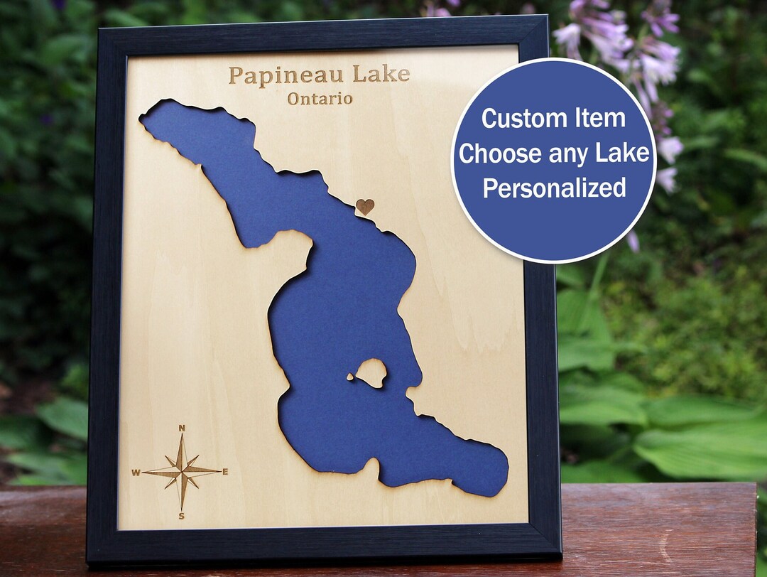 Custom Wooden Lake Map Framed Personalized House Décor Wall - Etsy