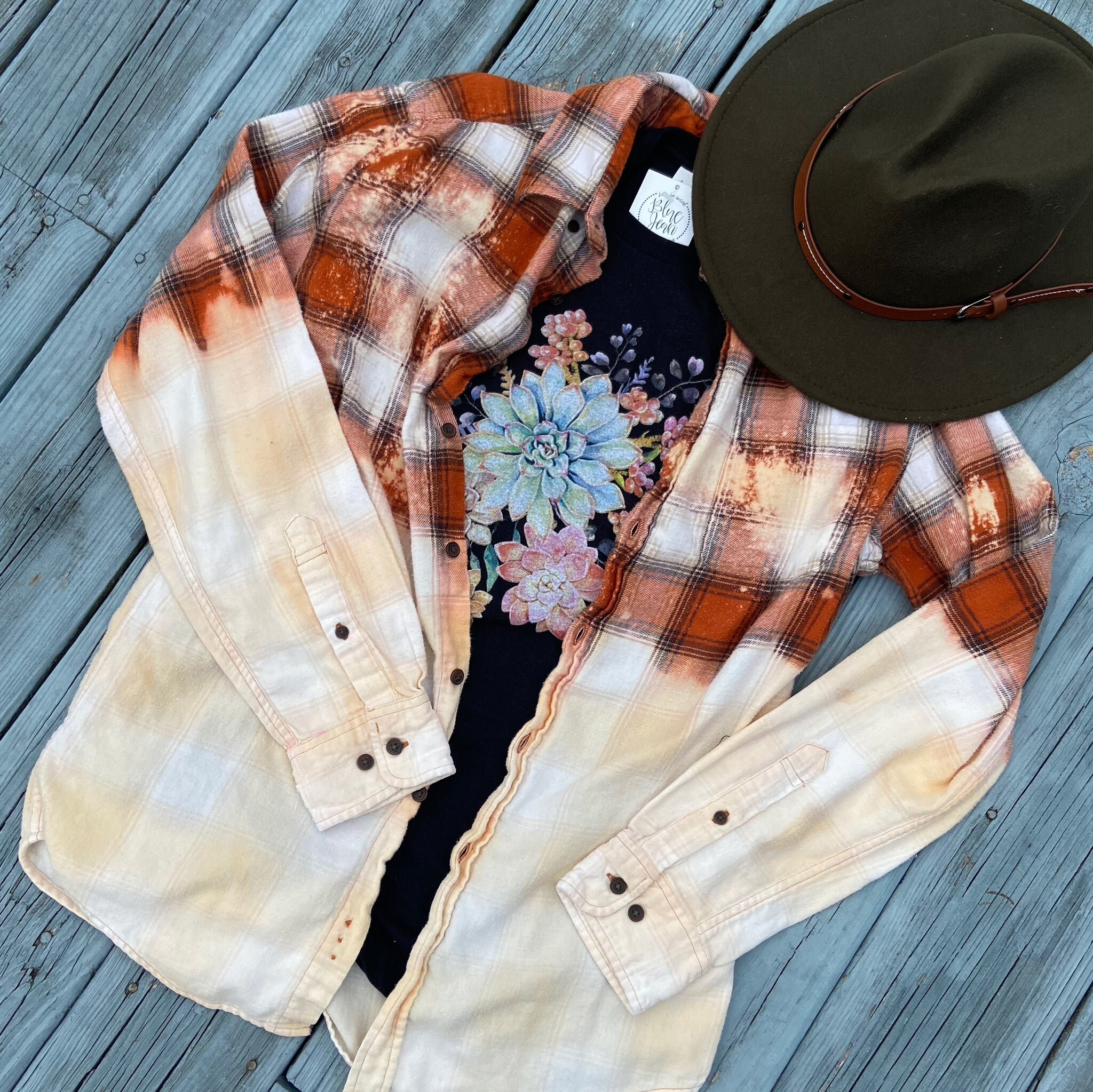 Bleached Flannel Shirt Custom Hand Reversed Dyed Flannels Warm Colors ...