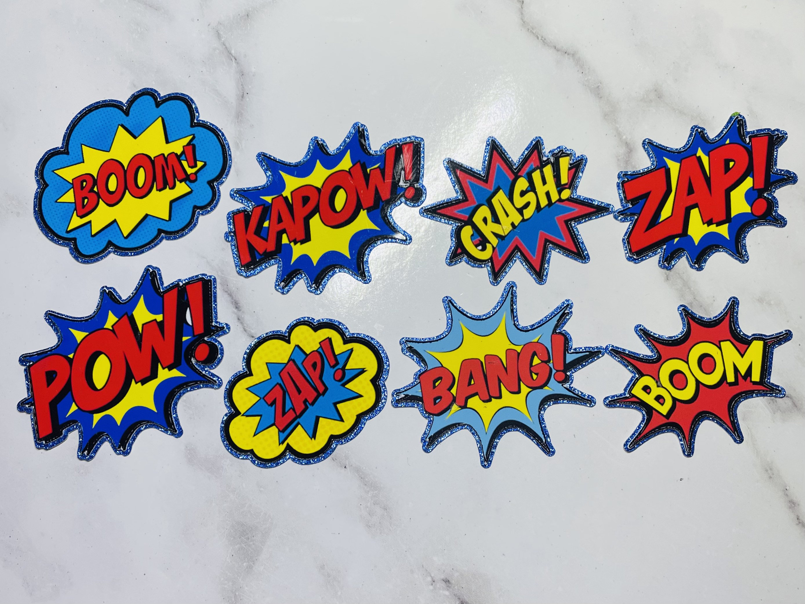 8pcs Boom Crash Pow Cake Toppers Glitter Superhero Spider-man - Etsy Canada