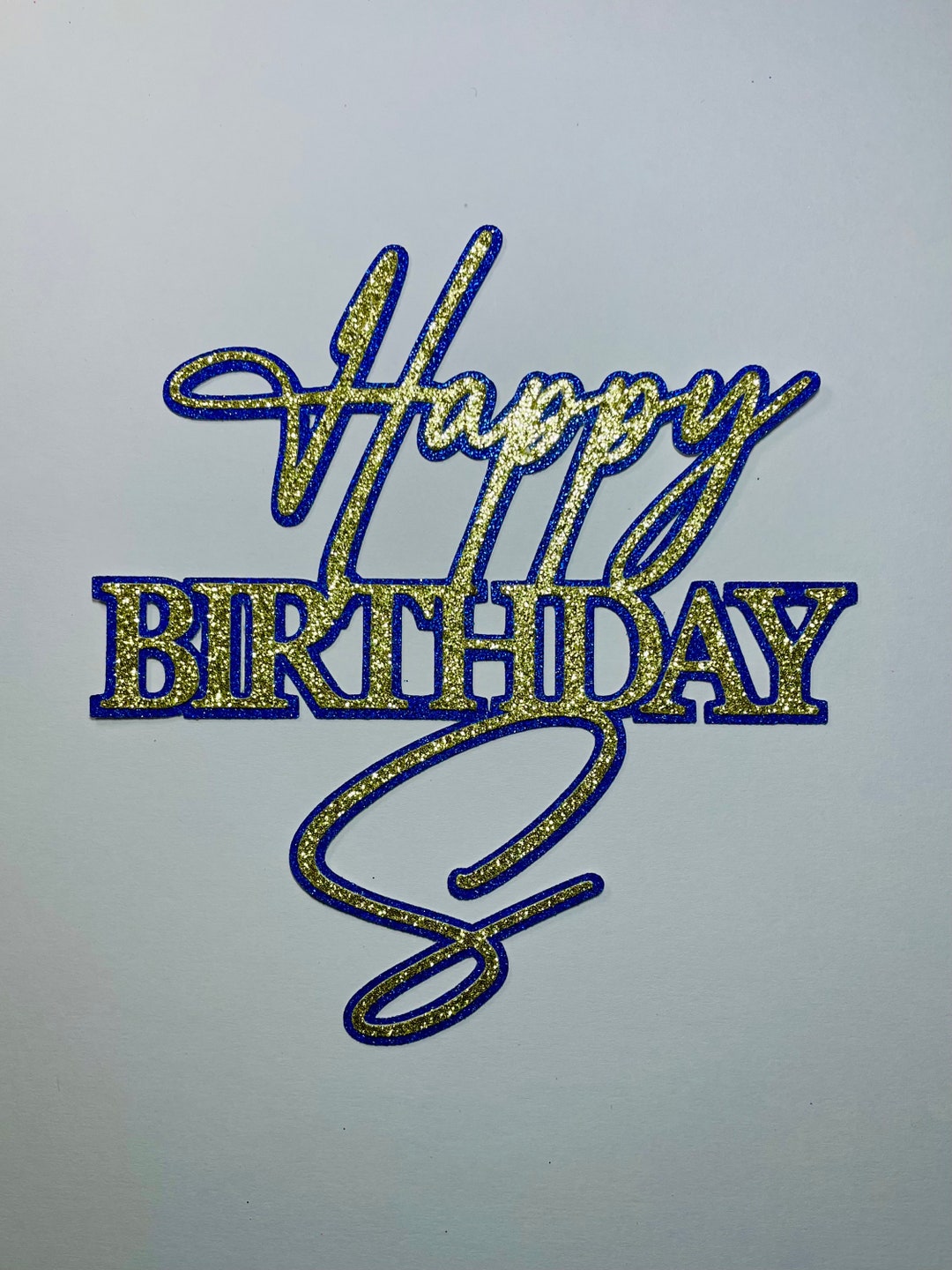 Double Layer Personalised Cake Topper Card Name Age Charm Glitter - Etsy
