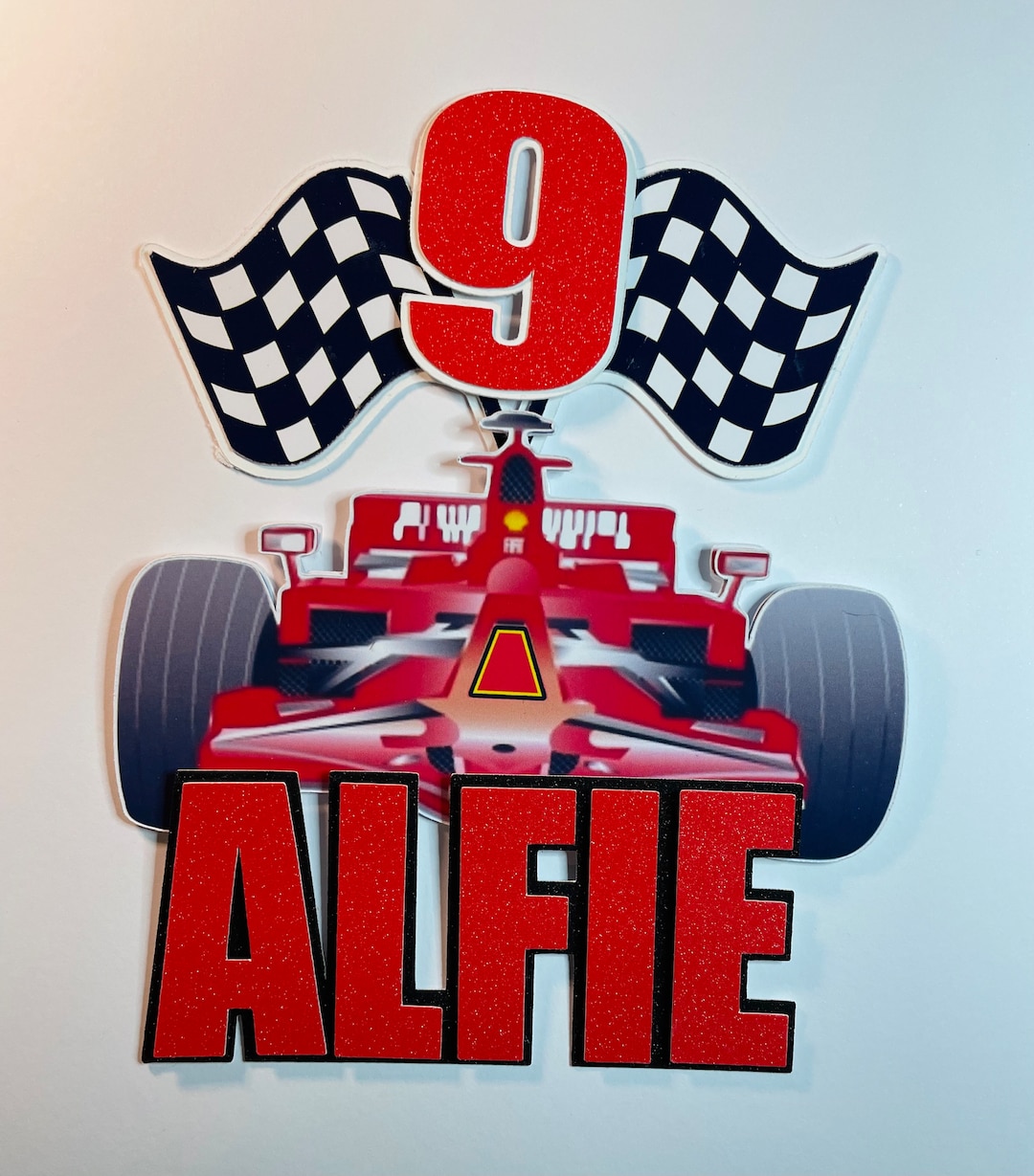 Racing Car F1 Cake Topper Name Age Flag - Etsy