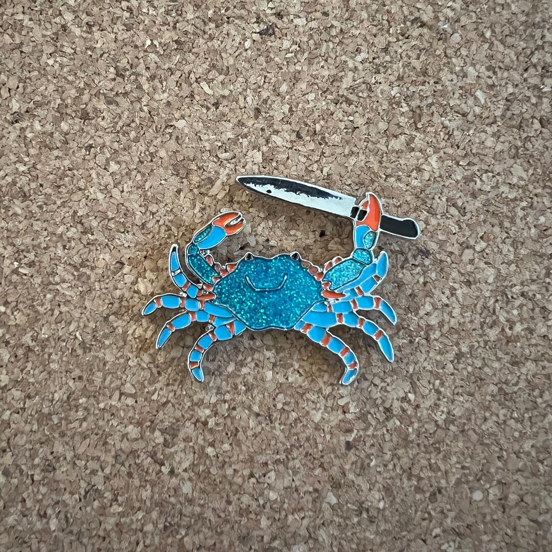 Blue Crab Enamel Pin Crab With Knife Pin Stabby Crab Enamel Pin Cute ...