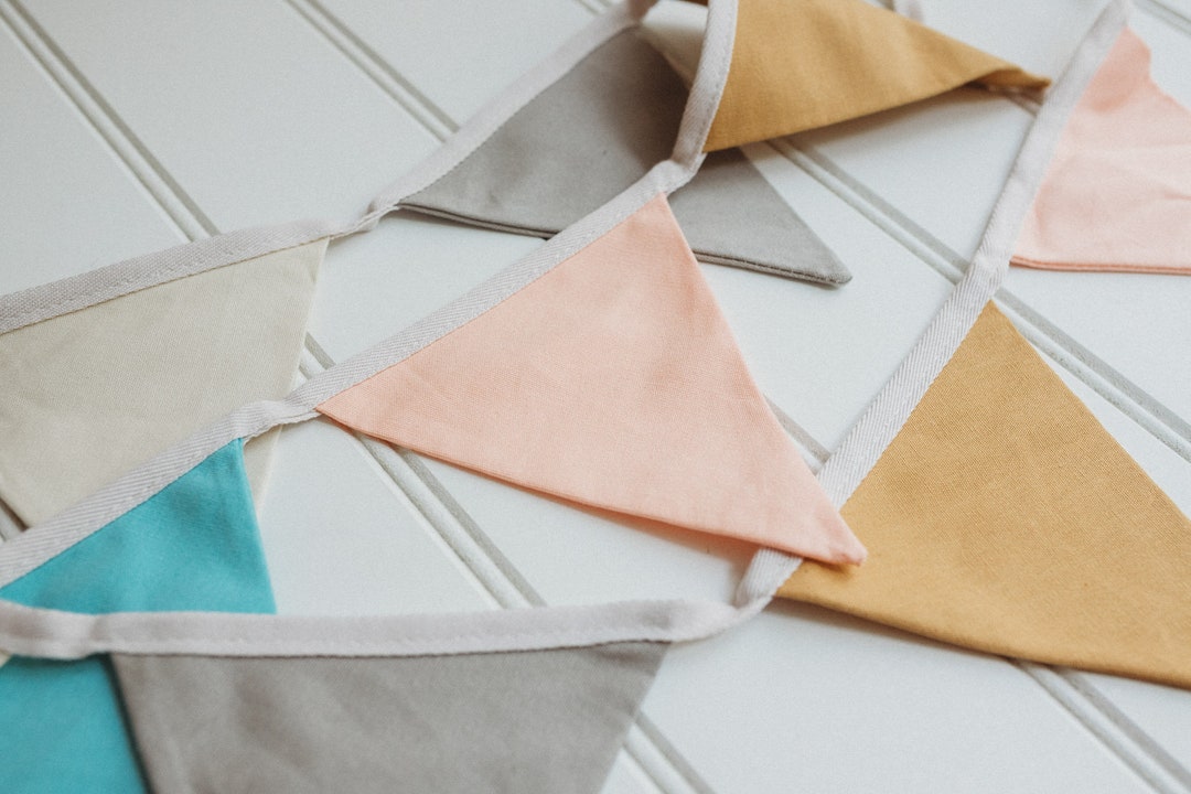 Cotton Bunting Nursery Bunting Pastel Bunting Kids Bedroom Decor Pink ...