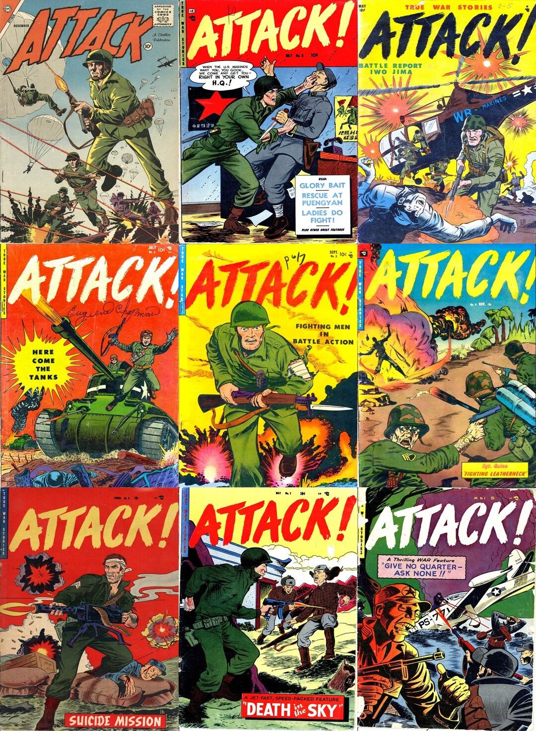 Vintage War Comics - Attack Comics Collection. 9 Issues, Over 300 Pages ...