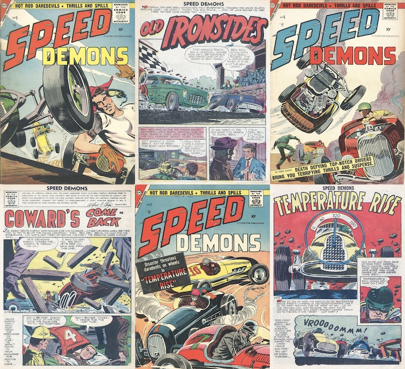 Vintage Racing Comics - Hot Rod and Speedway and Speed Demons. 9 Issues ...