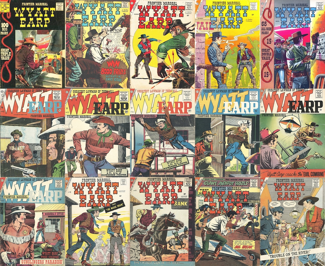 Vintage Wild West Comics Wyatt Earp. 15 Issues, Over 600 Pages, 1950s ...