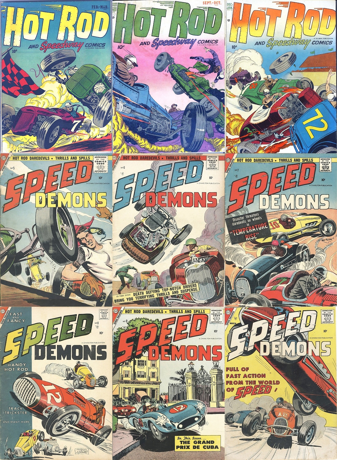 Vintage Racing Comics - Hot Rod and Speedway and Speed Demons. 9 Issues ...