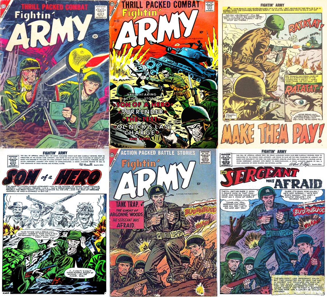 Vintage War Comics Fightin Army. 12 Issues, Over 400 Pages, 1950s ...