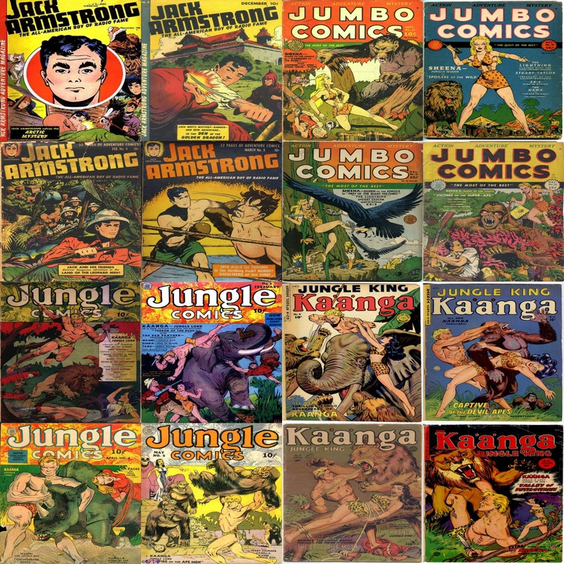 Vintage Adventure Comic Collections 40 Sets 160 Issues PDFS Jungle, Big ...
